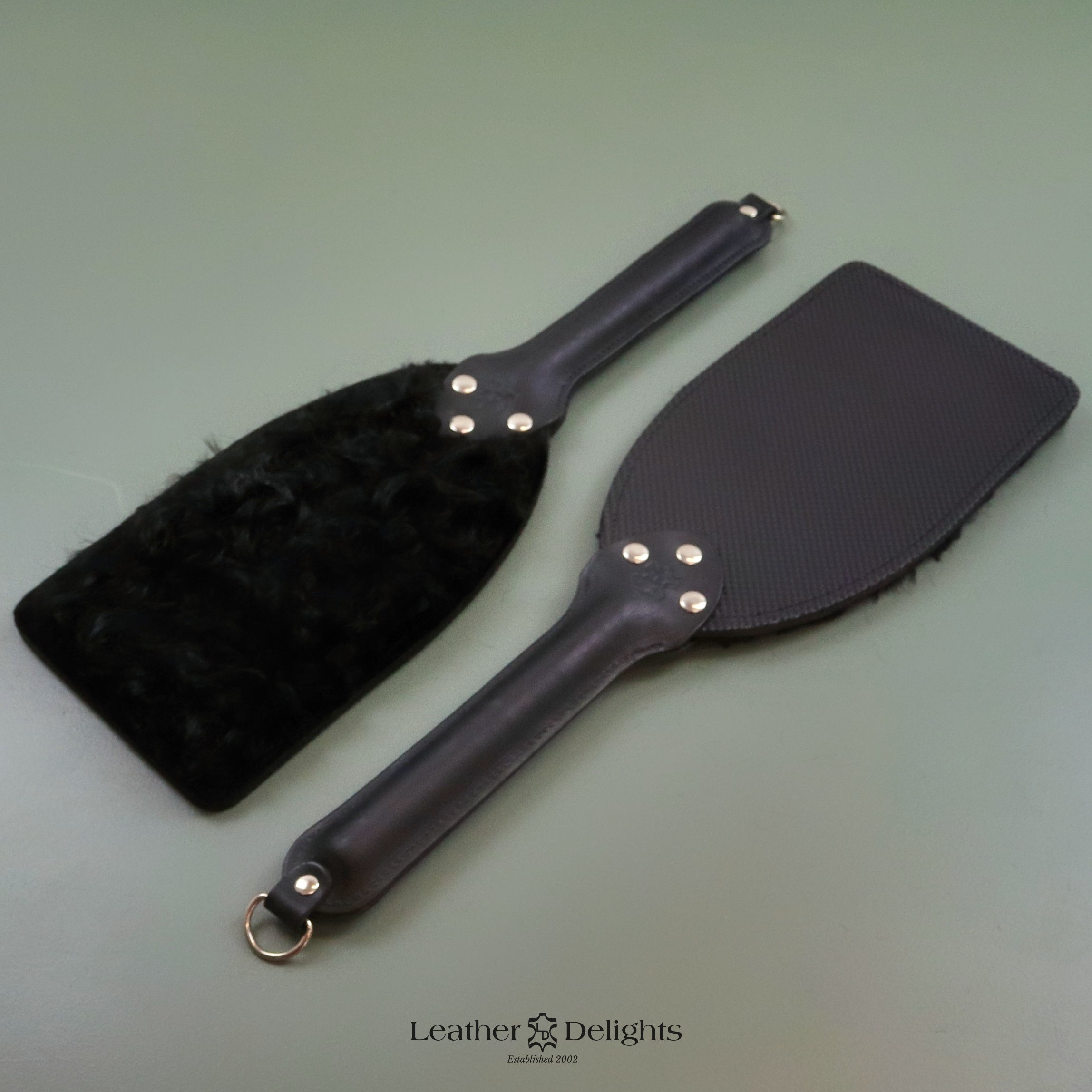 Booty Beater - Curly Black Sheepskin & Dimpled Rubber – Leather Delights