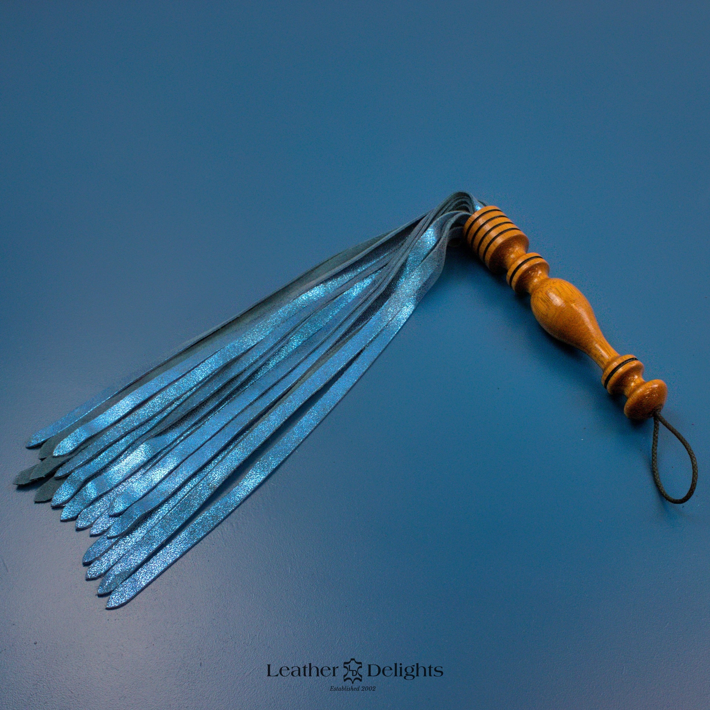 Metallic Blue Suede Flogger – Leather Delights