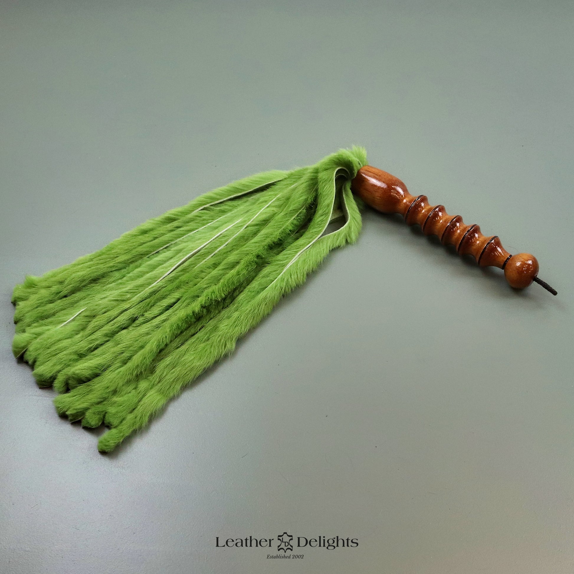 Lime Green Rabbit Fur Flogger – Leather Delights