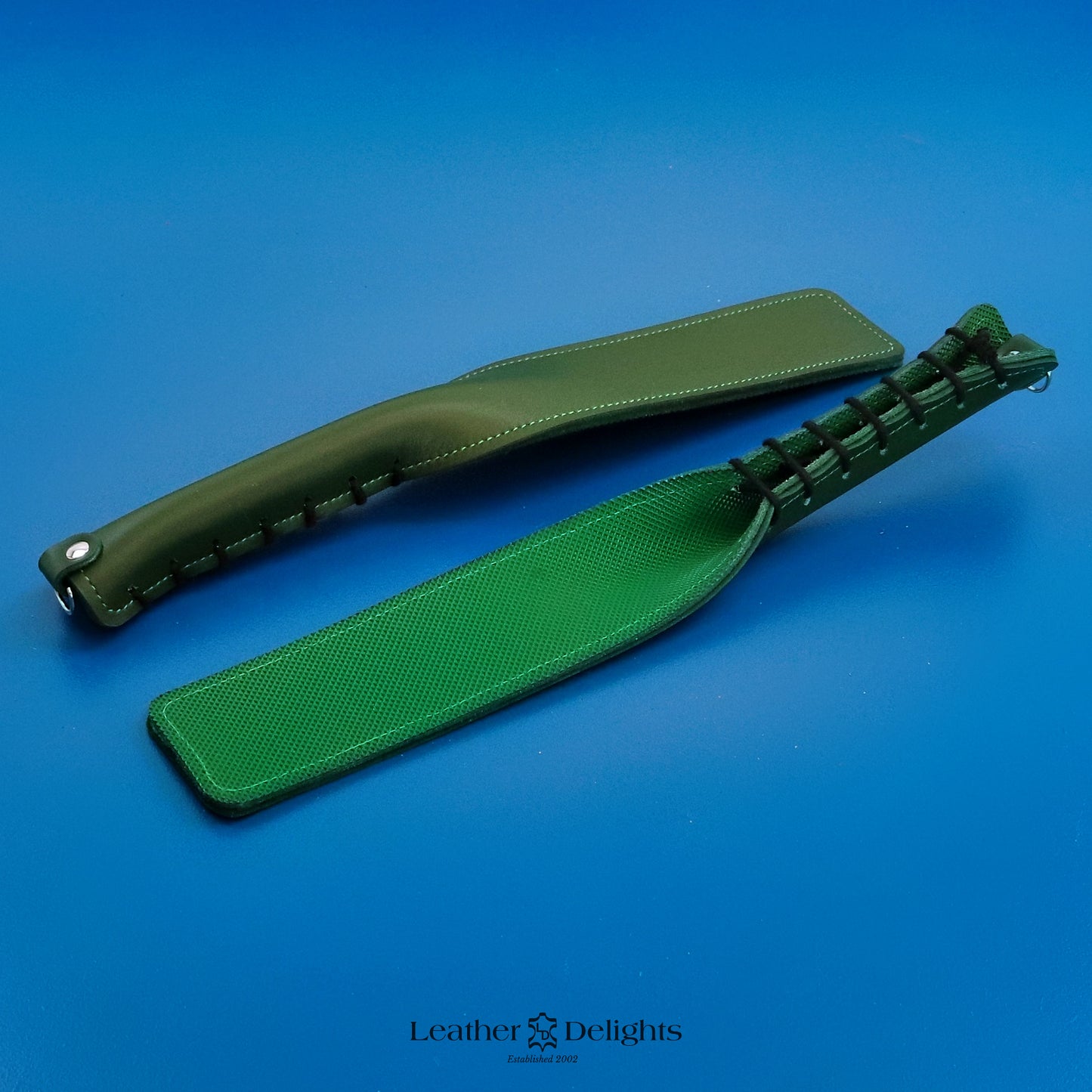Double Cheek Slapper - Green Leather & Green Inverted Dimple Rubber ...
