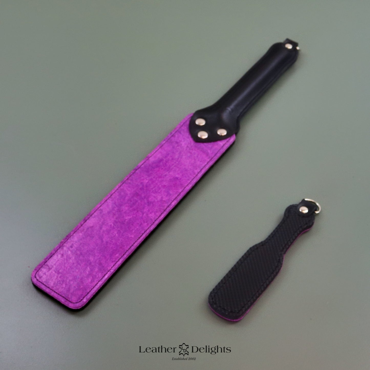 Punishment Paddle - Textured Purple Leather & Dimpled Rubber – Leather ...