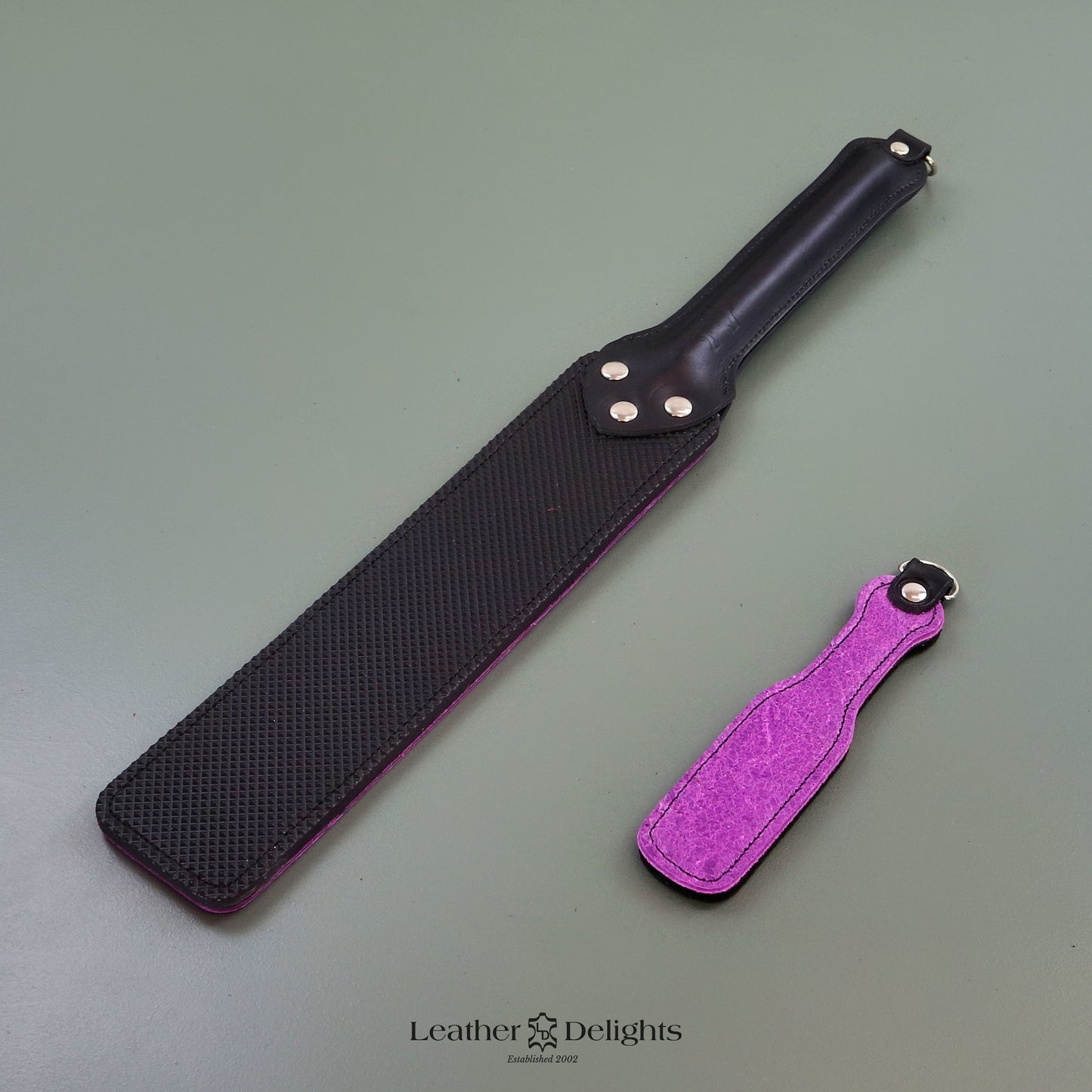Punishment Paddle - Textured Purple Leather & Dimpled Rubber – Leather ...