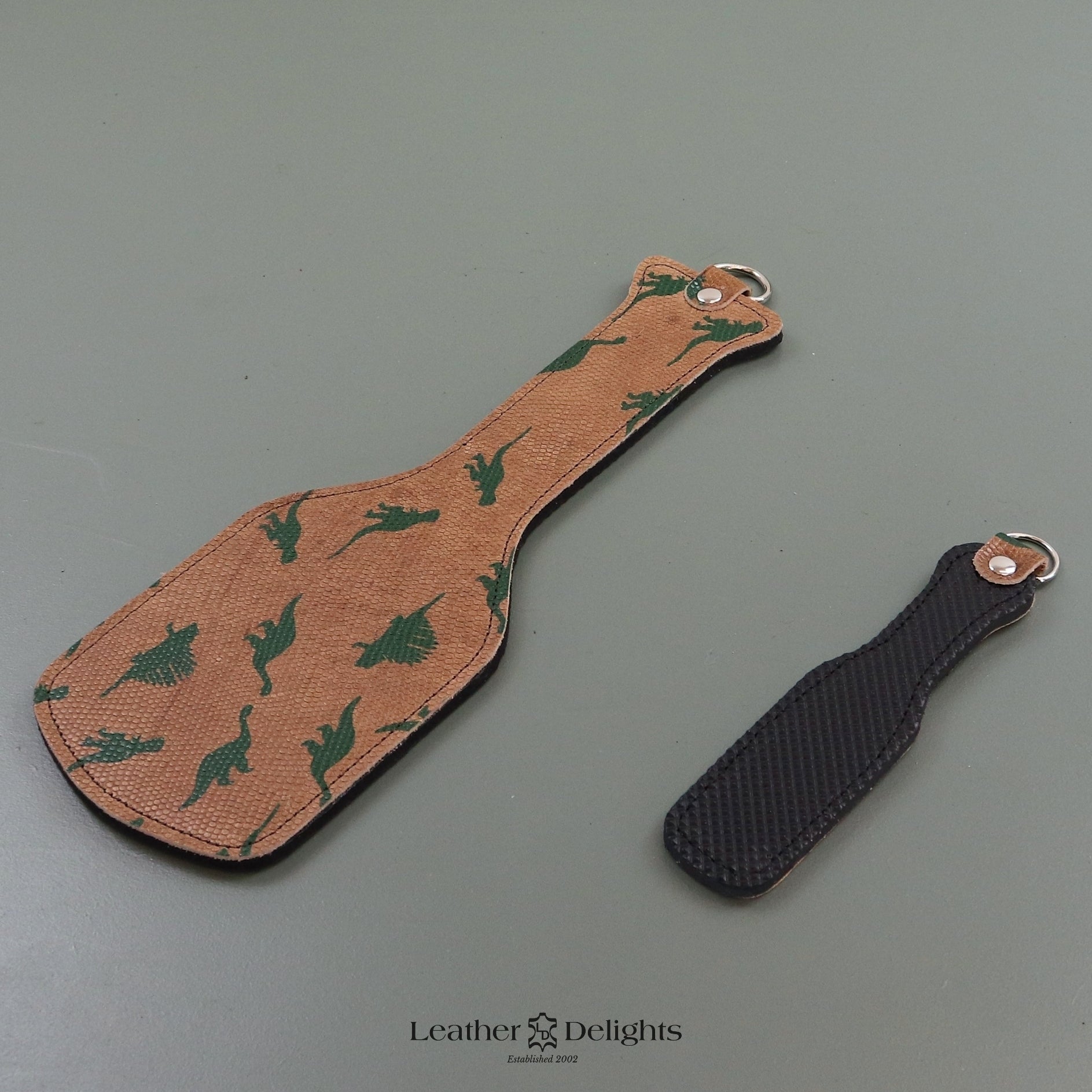 Intimidator - Dinosaur Print Leather & Dimpled Rubber – Leather Delights