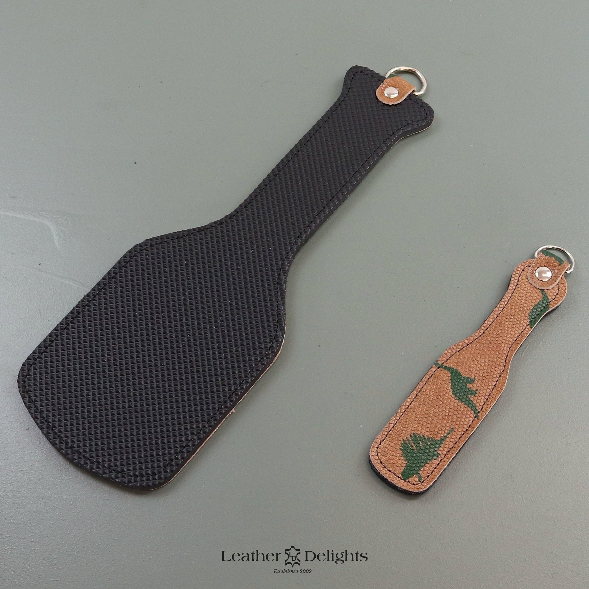 Intimidator - Dinosaur Print Leather & Dimpled Rubber – Leather Delights