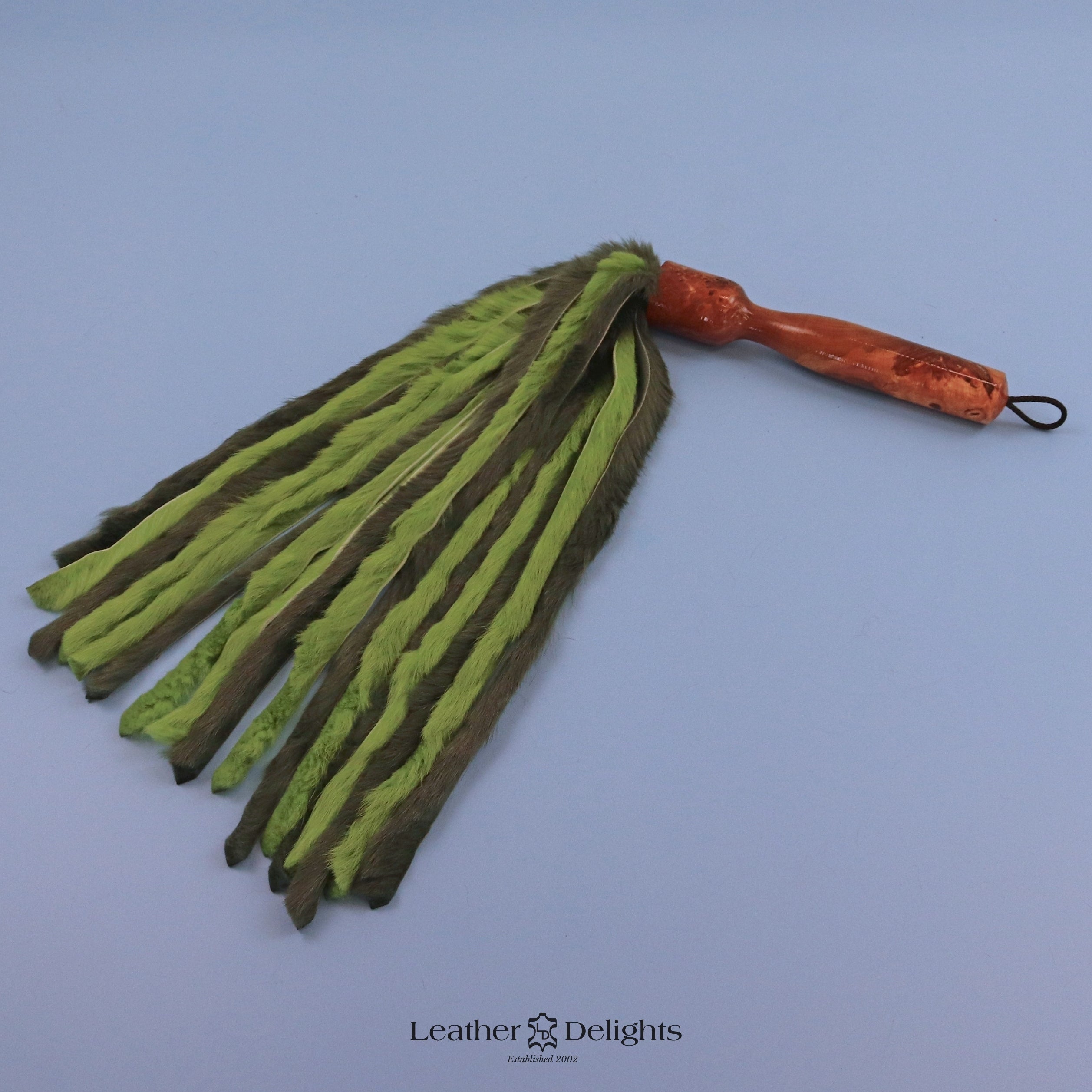 Forrest Green & Lime Green Rabbit Fur Flogger – Leather Delights