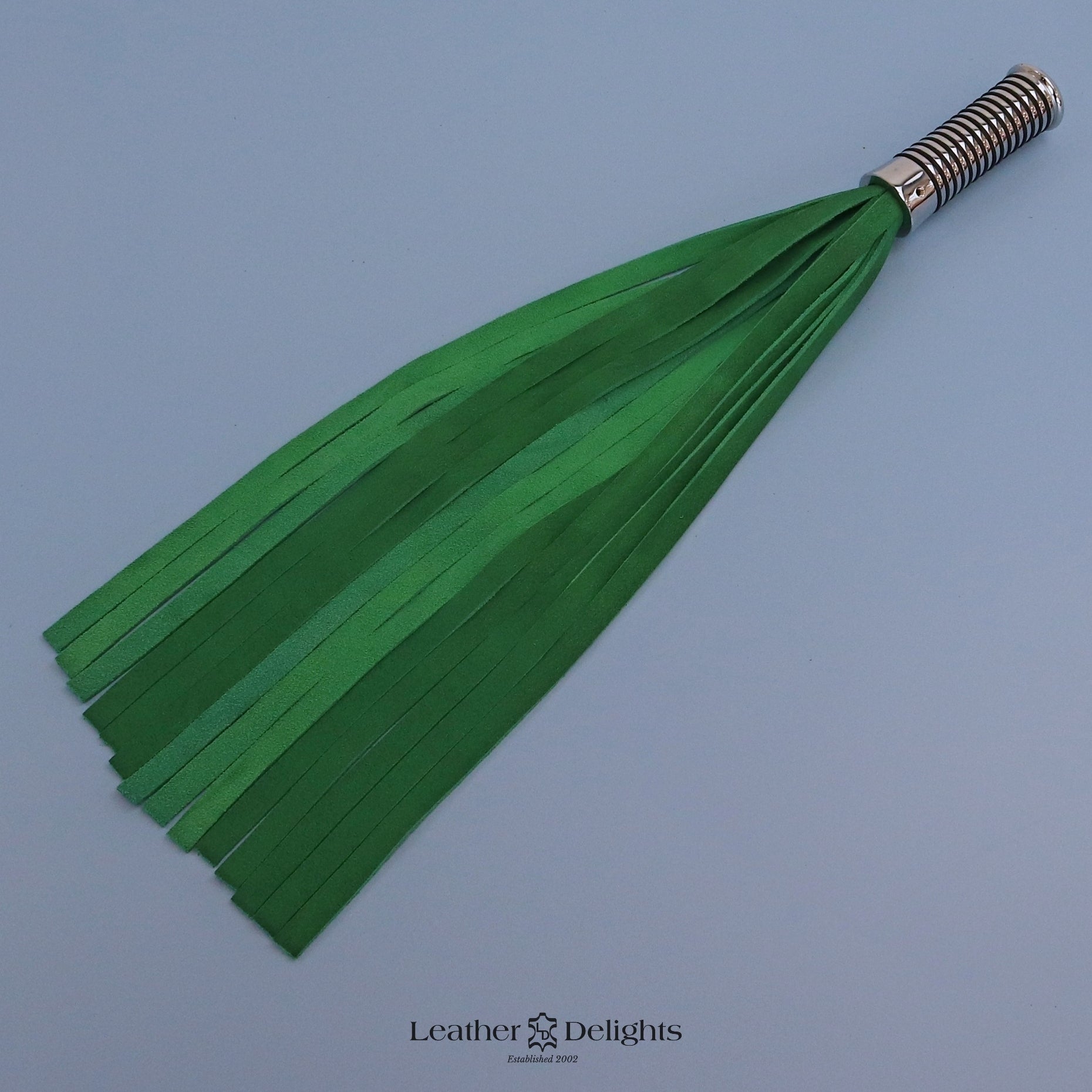 Green Leather Flogger with Silver Handle – Leather Delights