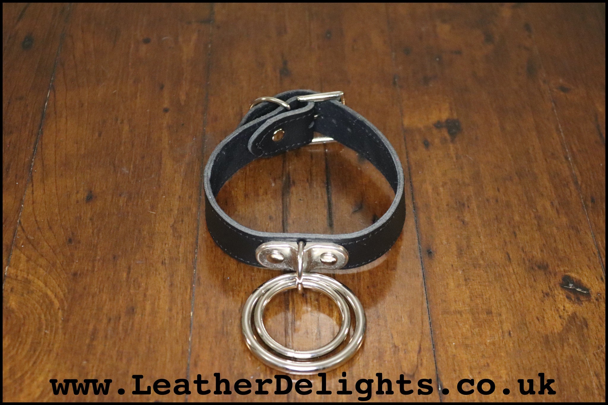 Black Double O Ring Collar with Suede Lining – Leather Delights