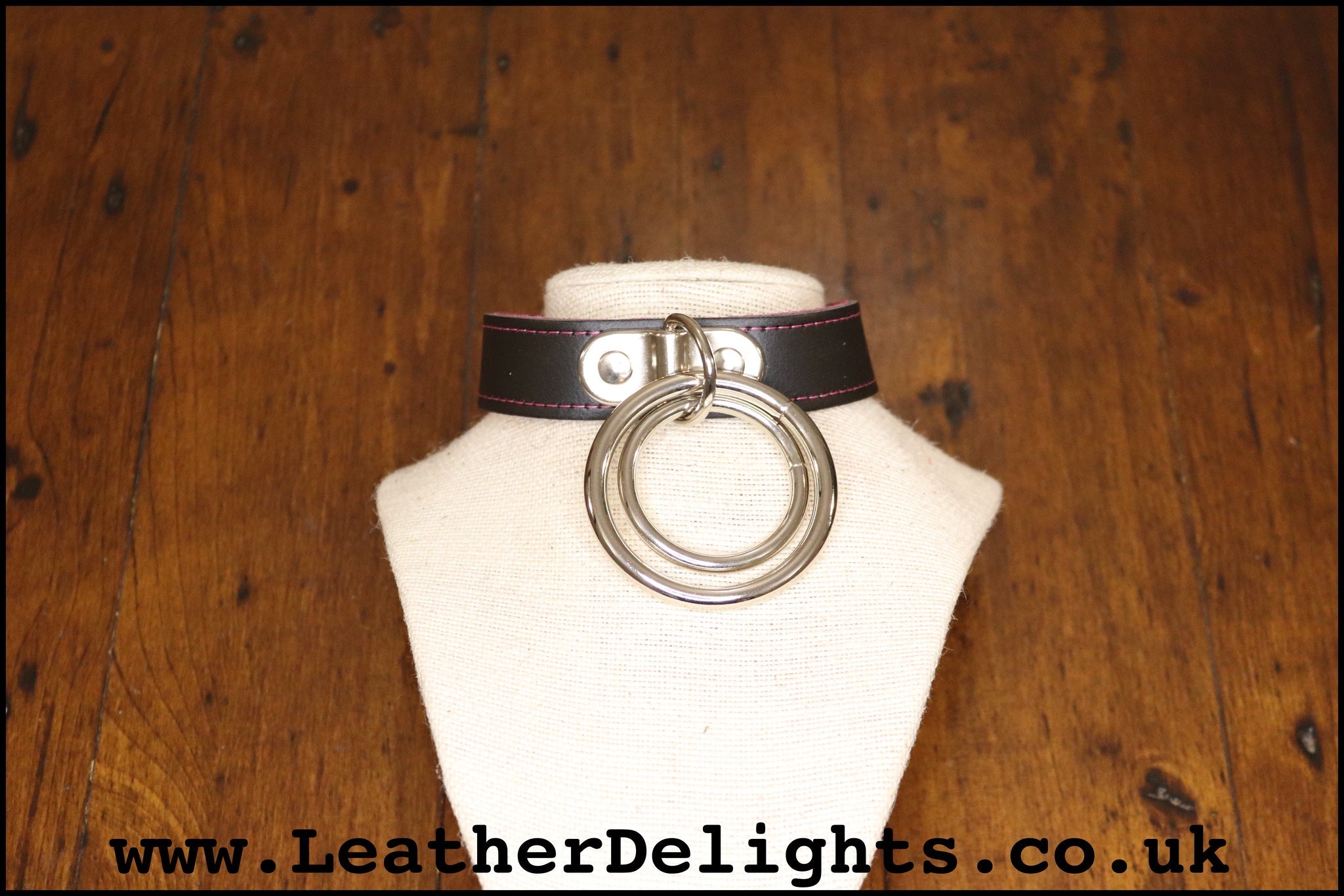 Black Double O Ring Collar with Suede Lining – Leather Delights