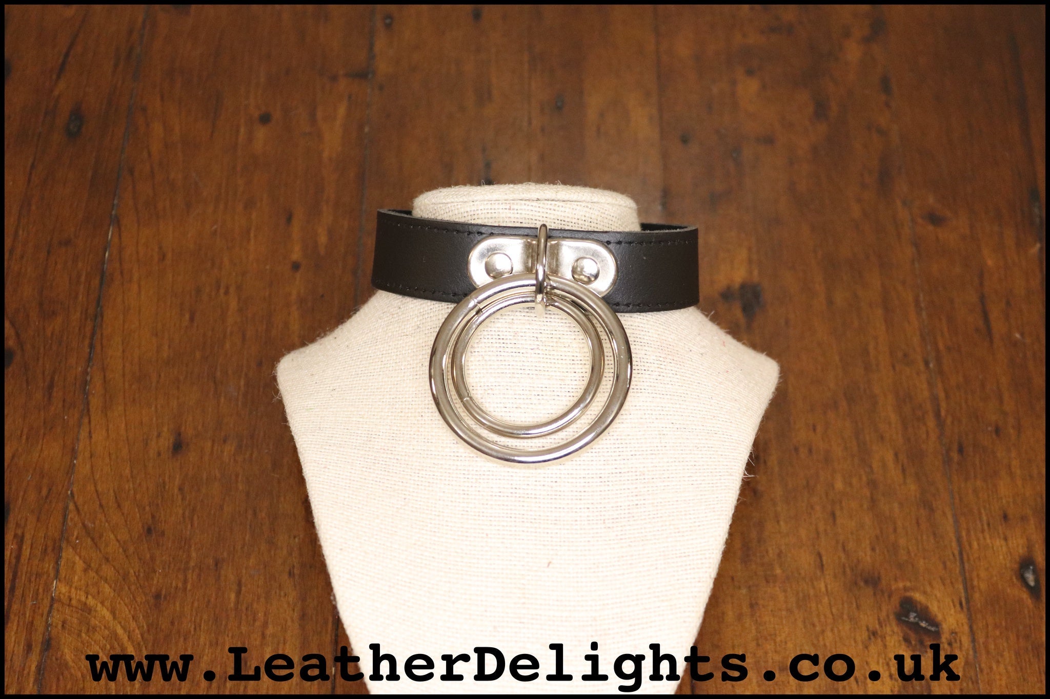 Black Double O Ring Collar with Suede Lining – Leather Delights