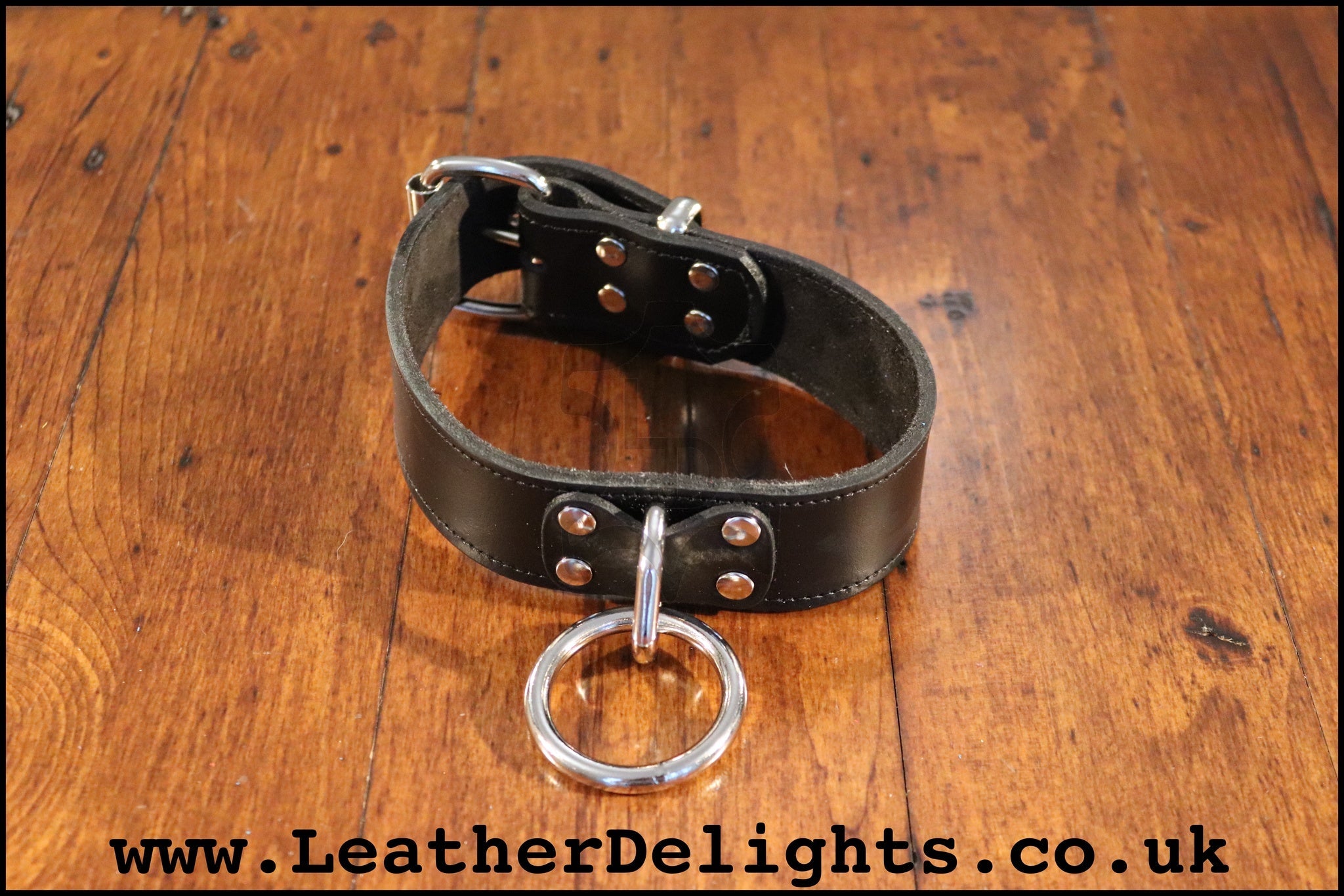 Black Heavy Duty Collar with Welded O Ring and Suede Lining – Leather ...